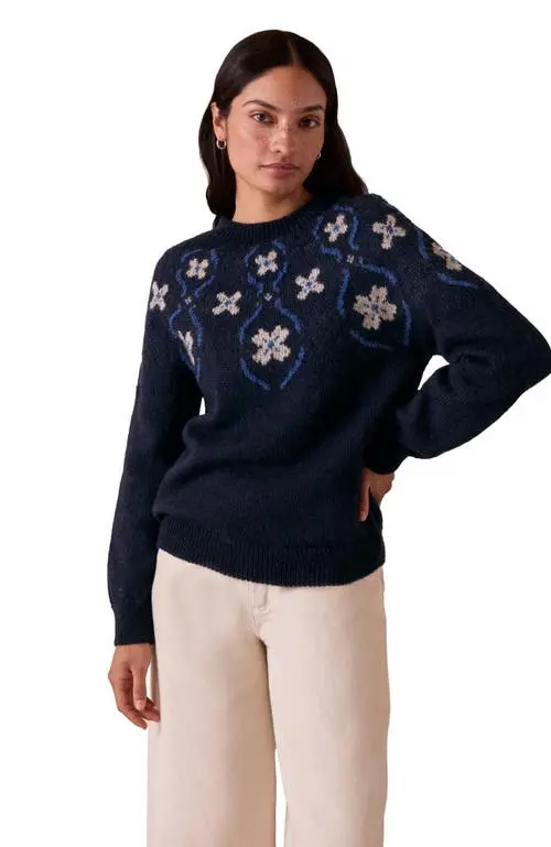 CELTIC & CO. British Wool Abstract Sweater - Navy