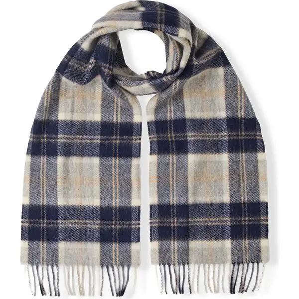 CELTIC & CO. Merino Wool Woven Check Scarf - Navy