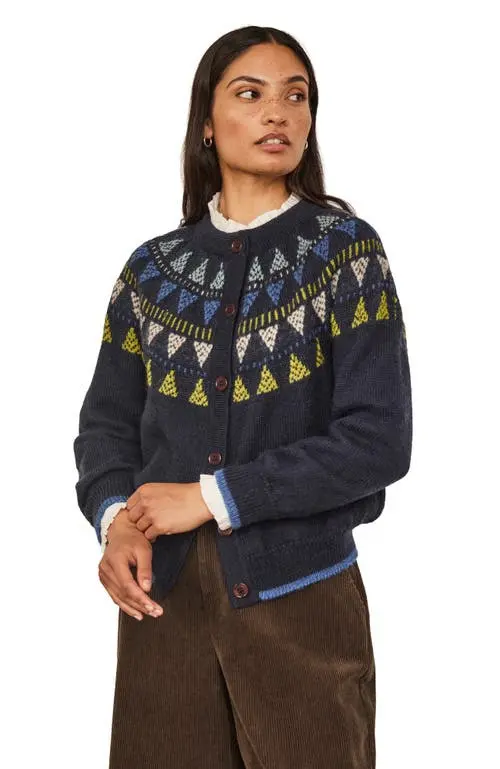 CELTIC & CO. British Wool Geo Fair Isle Yoke Cardigan