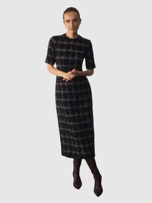 The Fold Riva Tweed Midi Dress