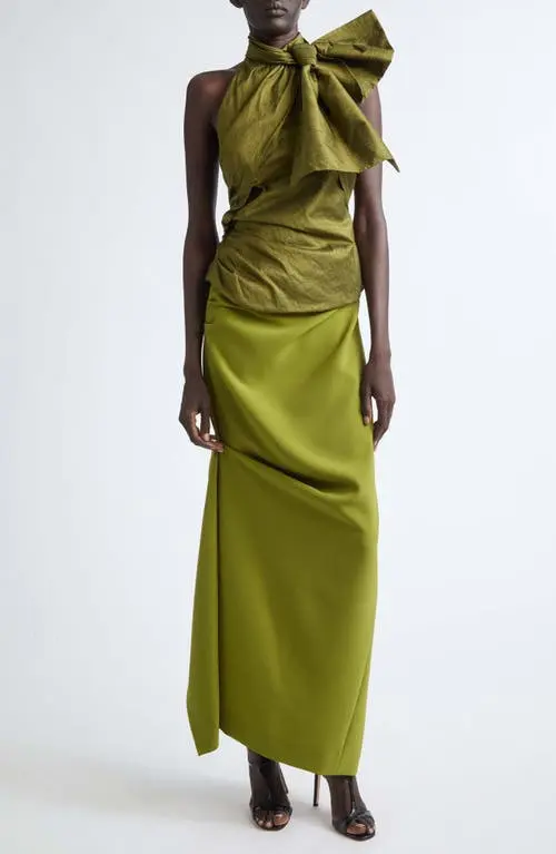Christopher John Rogers Bow Neck Silk Halter Top