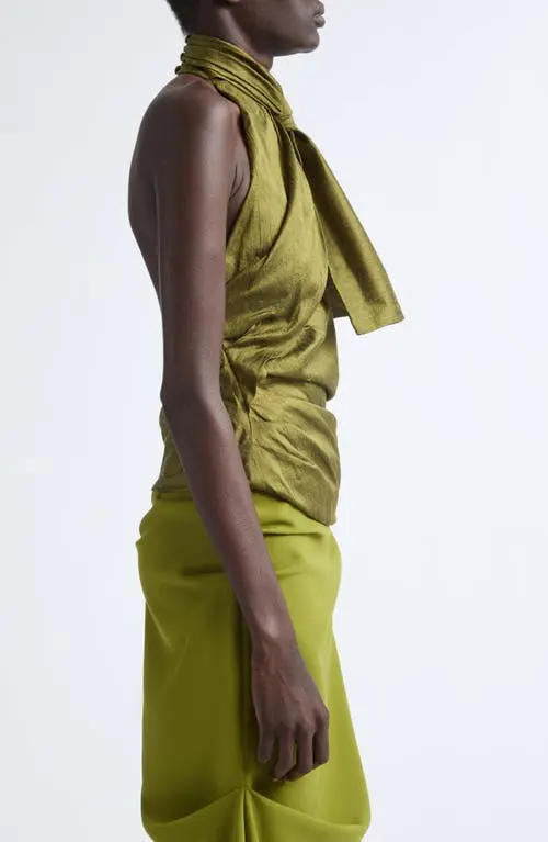 Christopher John Rogers Bow Neck Silk Halter Top