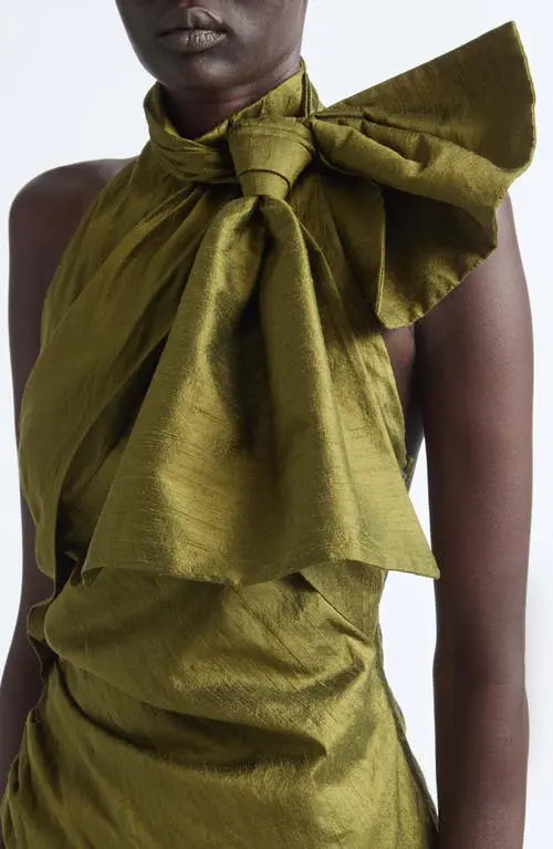 Christopher John Rogers Bow Neck Silk Halter Top