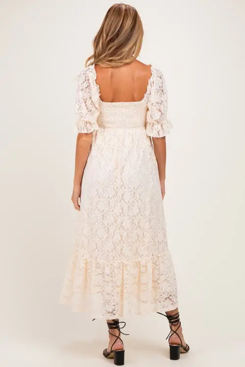 PINKBLUSH Lace Square Neck Maxi Dress