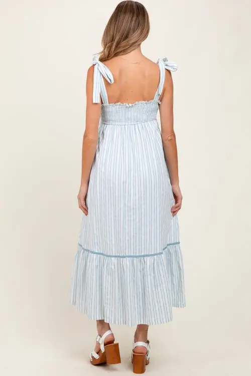 PINKBLUSH Striped Bow-tie Maxi Dress