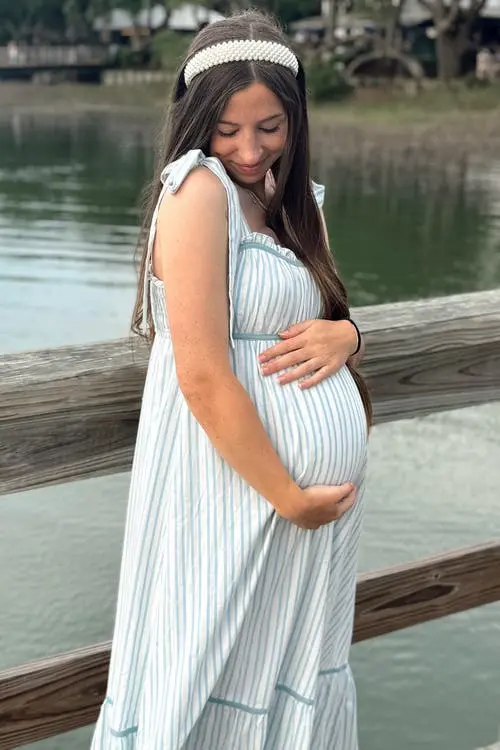 PINKBLUSH Striped Bow-tie Maxi Dress