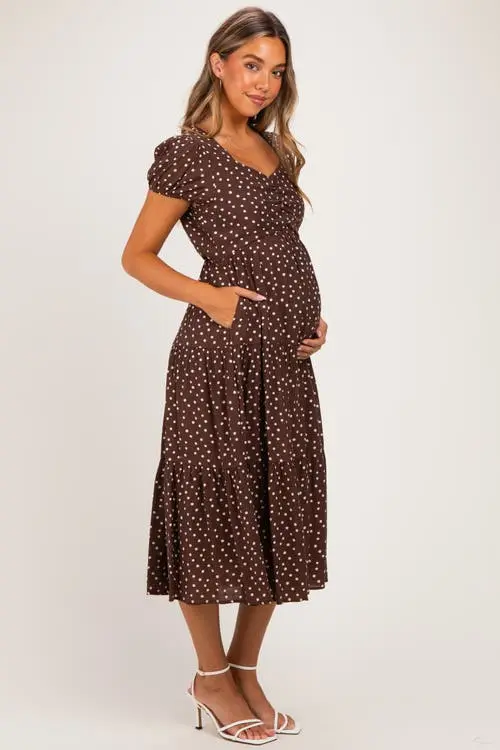 PINKBLUSH Polka Dot Short Sleeve Midi Dress