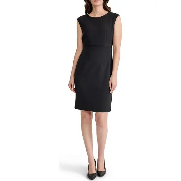 KASPER Piping Detail Sheath Dress - Black