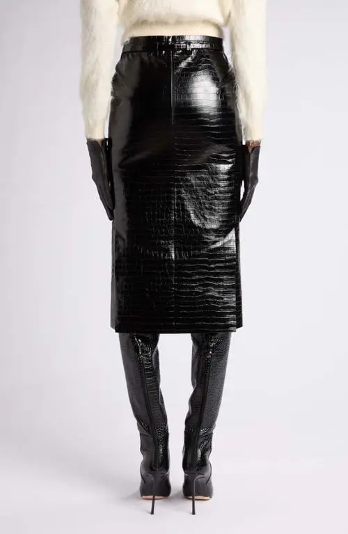 TOM FORD Croc Embossed Leather Pencil Skirt