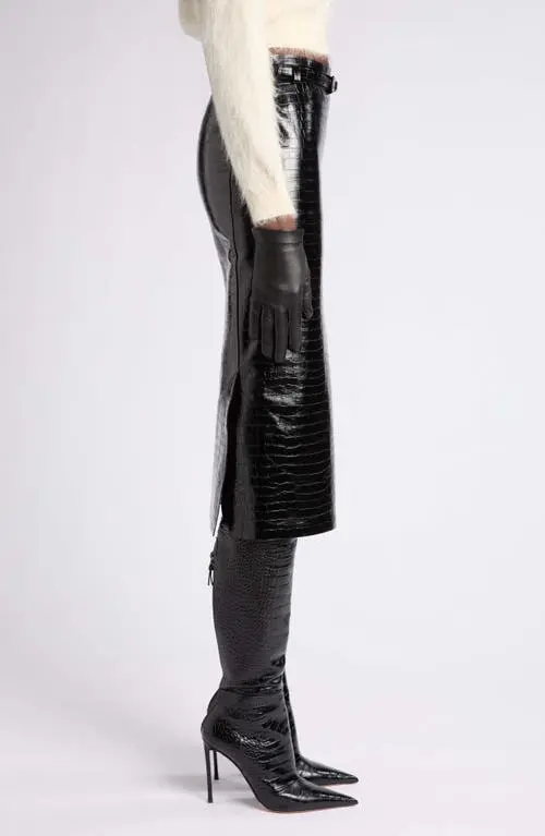 TOM FORD Croc Embossed Leather Pencil Skirt