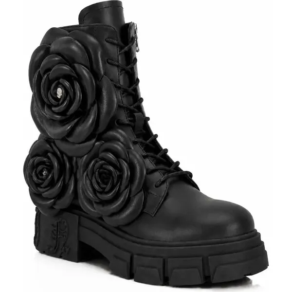 Philipp Plein Lace-up Boots Gothic Plein Flowers - Black