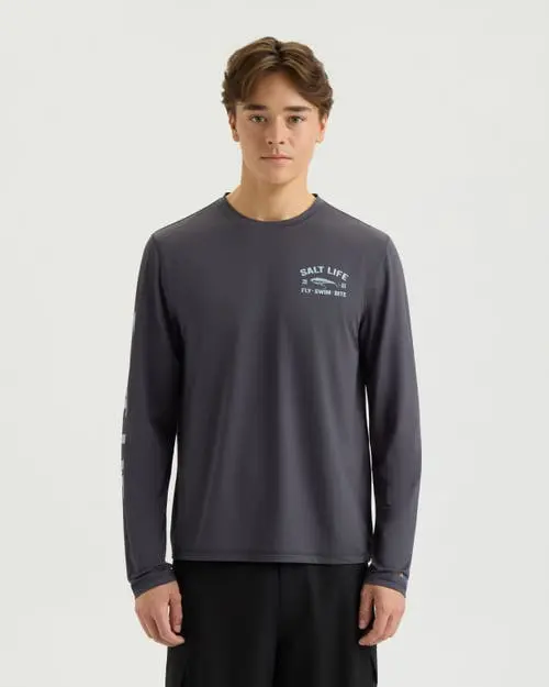 SALT LIFE Tactical Trio Long Sleeve Perforated Mesh Tee - Ebony