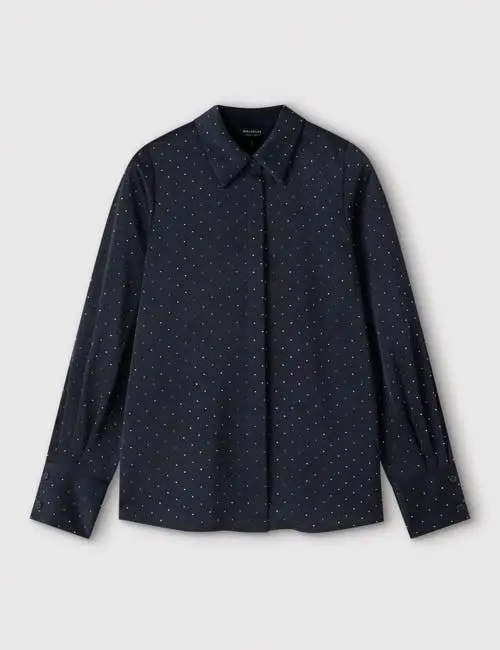 Whistles Hot Fix Hammered Studded Satin Shirt