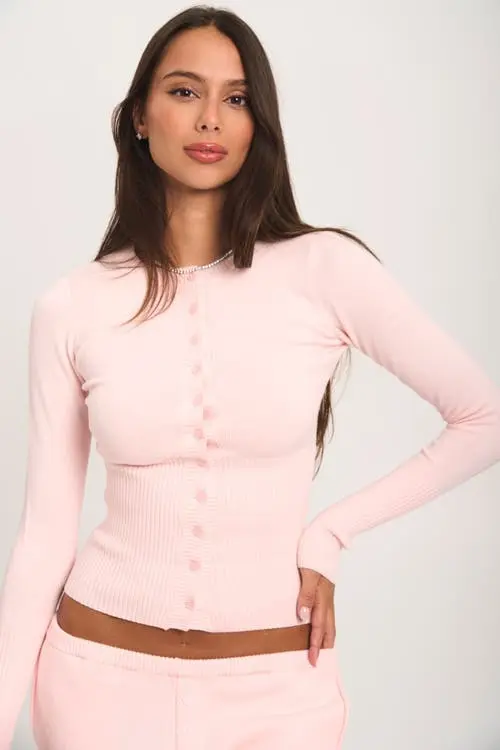 SEASHELL ITALIA Amanda Knit Cardigan - Pink