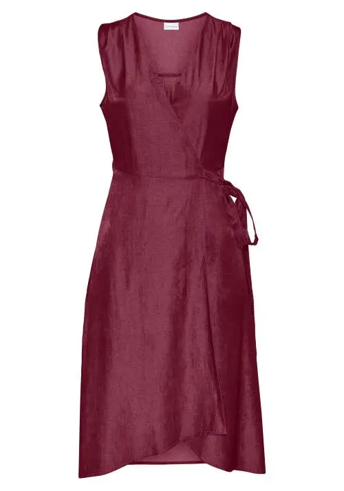 LASCANA Sleeveless Wrap Dress - Wine