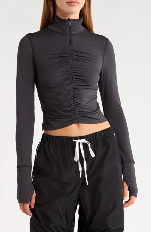 Free People Solid Tempo Half Zip Performance Top - Black