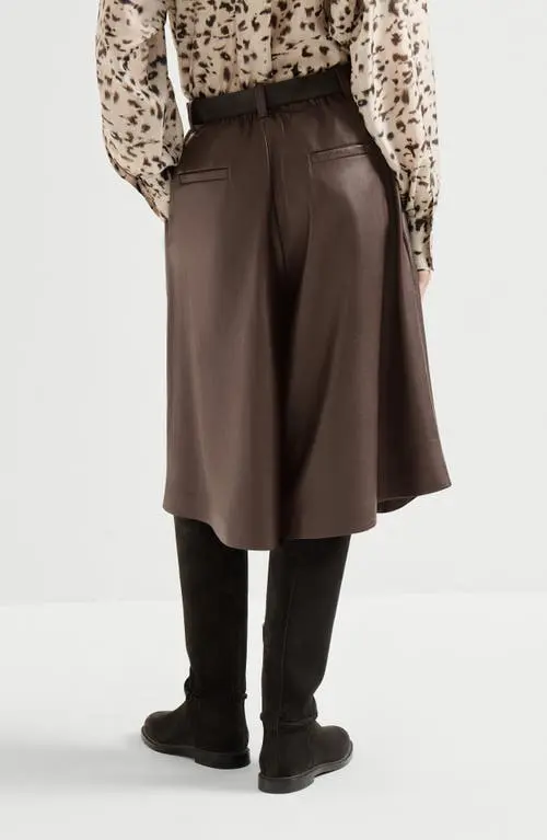 Brunello Cucinelli Nappa Leather Wide Bermuda Shorts With Monili