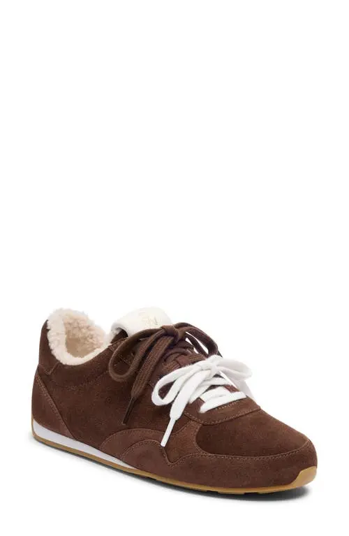STUART WEITZMAN Bond Sport Leather Sneaker With Genuine Shearling Trim