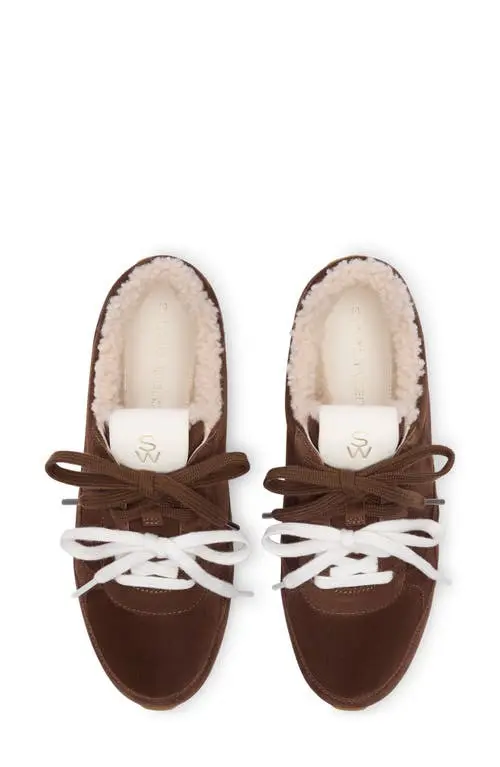 STUART WEITZMAN Bond Sport Leather Sneaker With Genuine Shearling Trim
