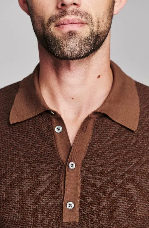 Billy Reid Long Sleeve Sweater Polo - Brown Multi