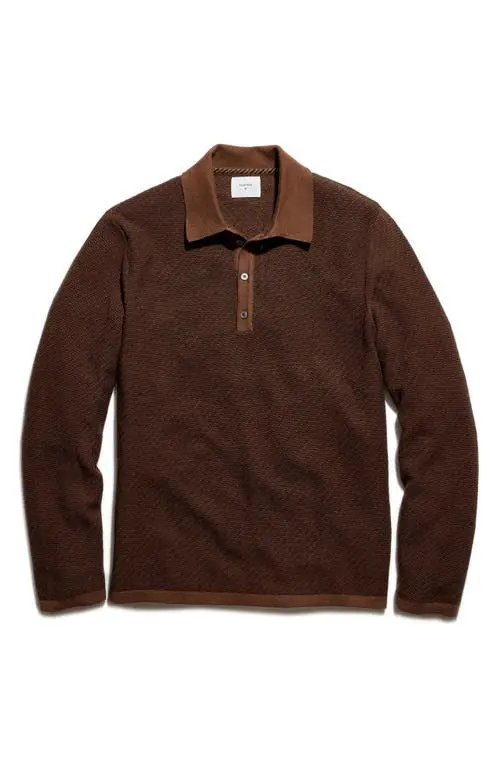 Billy Reid Long Sleeve Sweater Polo - Brown Multi