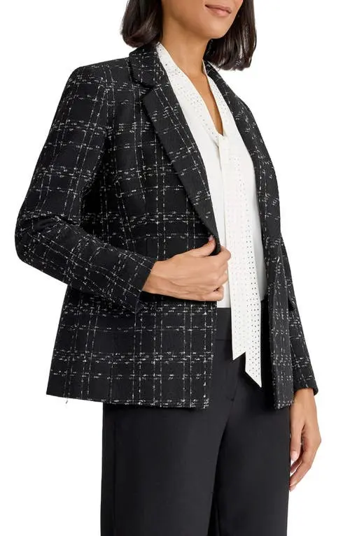 KASPER One-button Plaid Blazer