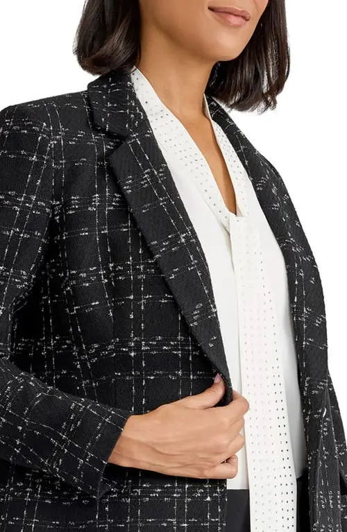 KASPER One-button Plaid Blazer