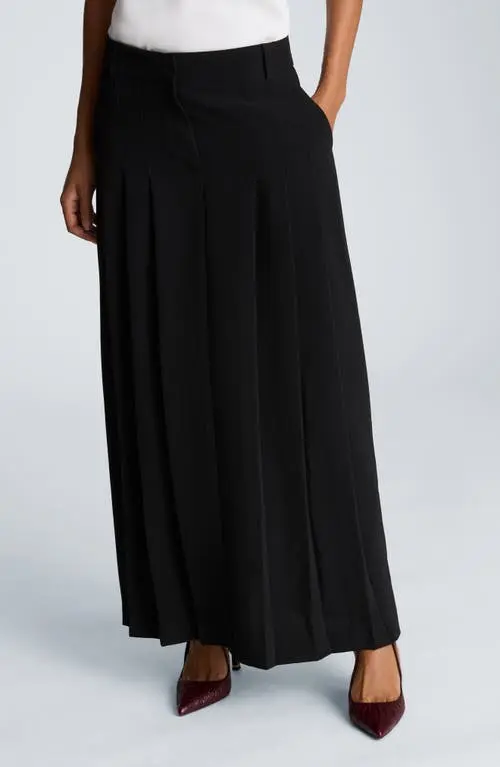 KENNETH COLE COLLECTION Pleated Satin Maxi Skirt