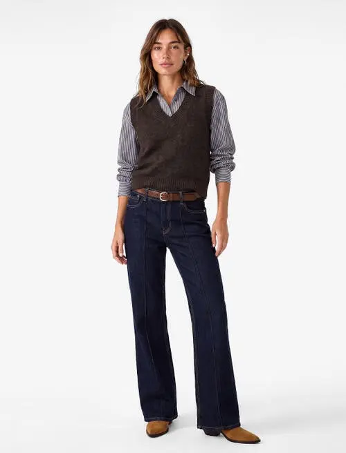 Koton Wool Blend V Neck Sleeveless Knit Sweater Vest - Brown