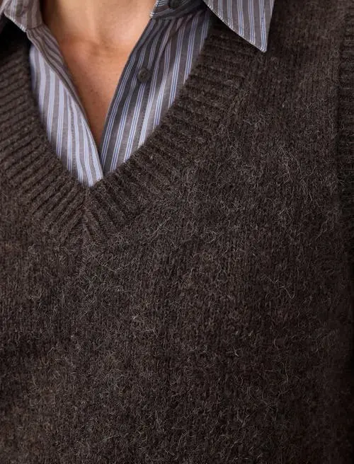 Koton Wool Blend V Neck Sleeveless Knit Sweater Vest