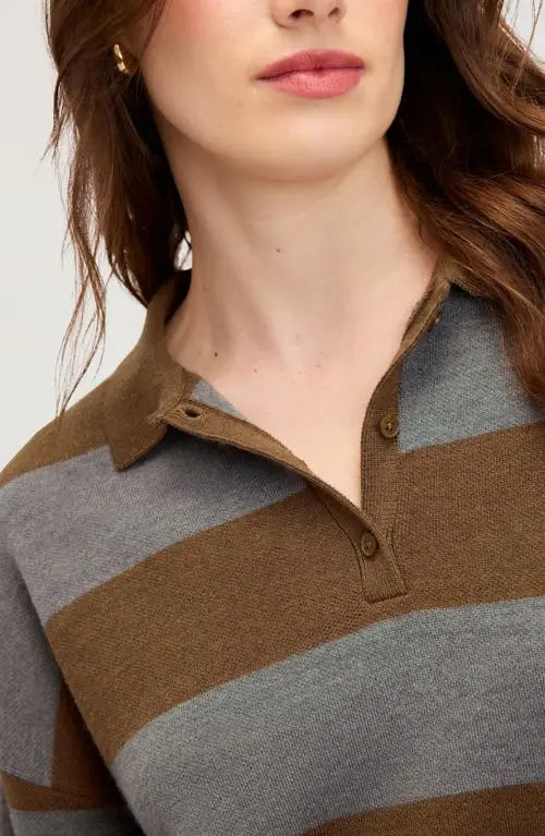 Sam Edelman Striped Wool Blend Polo Sweater