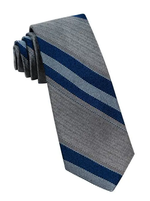 W.R.K Multi-stripe Silk Tie - Grey