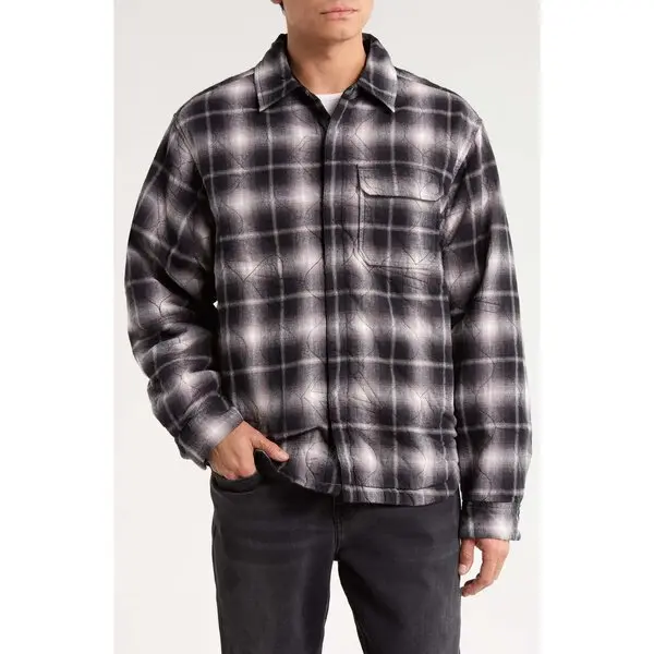 REPRESENT Logo Quilted Shirt Jacket - Black