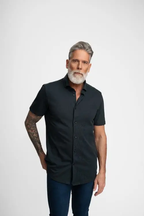 Stone Rose Core Ss Technical Pique Button-up Shirt
