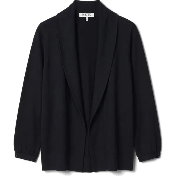 KASPER Turn Back Collar Cardigan - Black