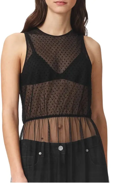 ALLSAINTS Terra Sheer Tulle Maxi Dress - Black