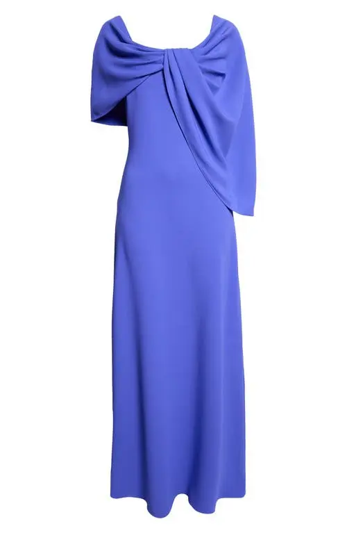 Oscar De La Renta Off The Shoulder Draped Detail Gown - Blue Iris