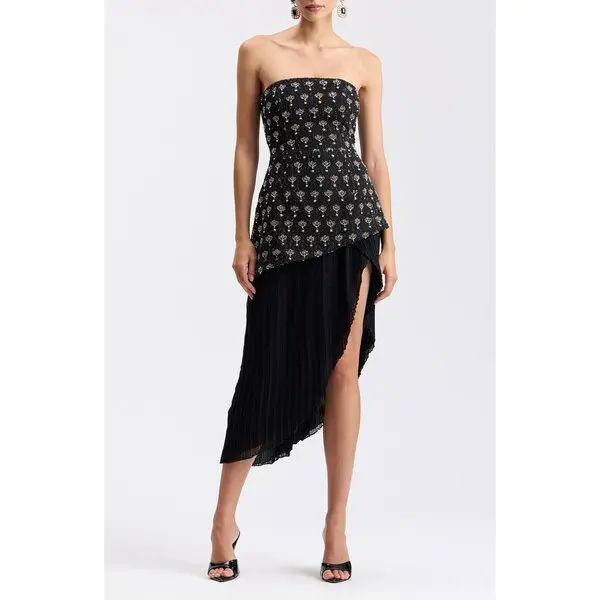 Avec Les Filles Sleeveless Asymmetric Hem Cocktail Dress