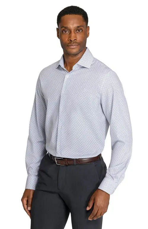 W.R.K Regular Fit Patchwork Diamond Performance Dress Shirt - White/grey