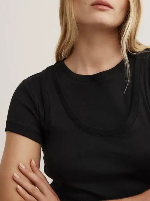 Witchery Overlay T-shirt - Black