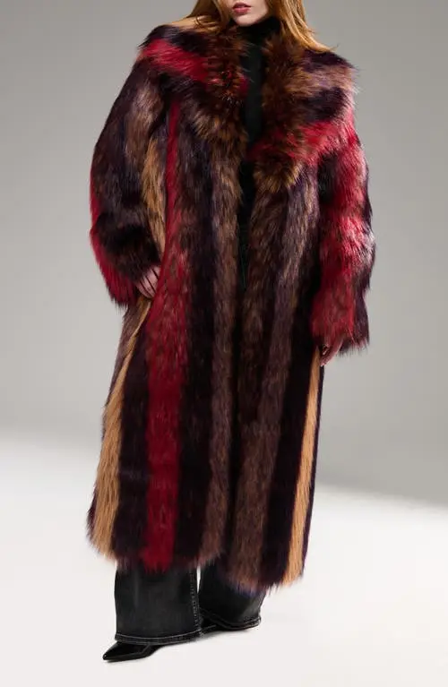 AZALEA WANG Esmara Multicolored Faux Fur Coat - Red Multi