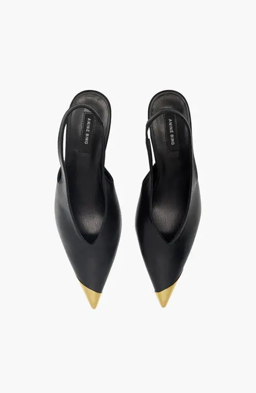 ANINE BING Nelly Metal Toe Slingback Heel