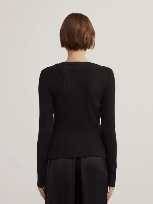 Witchery Long Sleeve Overlay Top - Black