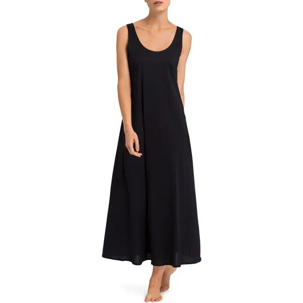Hanro Cotton Deluxe Cotton Tank Nightgown - Black