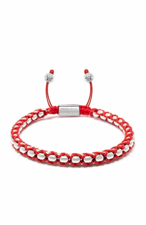 NIALAYA JEWELRY String Box Chain Bracelet - Red/silver