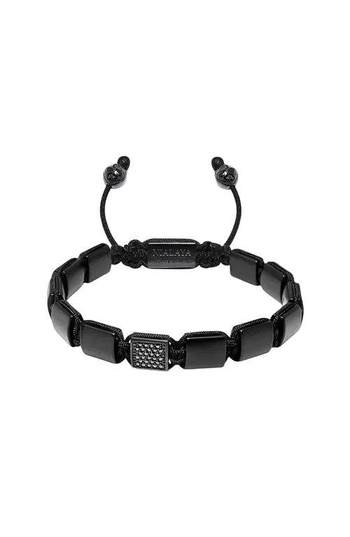 NIALAYA JEWELRY Matt Onyx Cz Flatbead Bracelet - Black