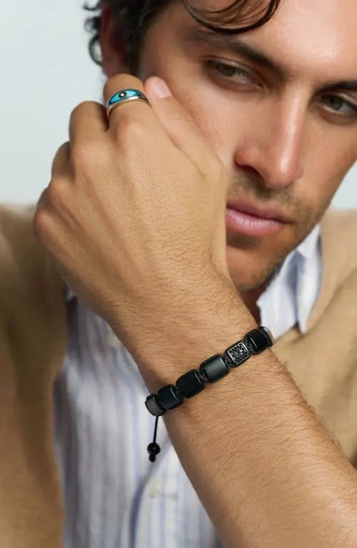 NIALAYA JEWELRY Matt Onyx Cz Flatbead Bracelet