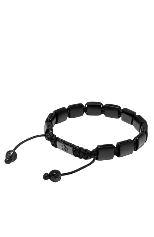 NIALAYA JEWELRY Matt Onyx Cz Flatbead Bracelet