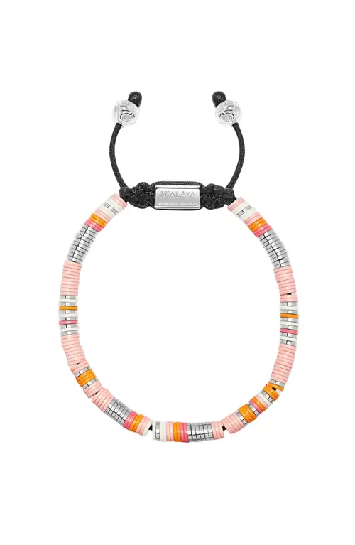 NIALAYA JEWELRY Disc Beaded Bracelet - Pink/silver