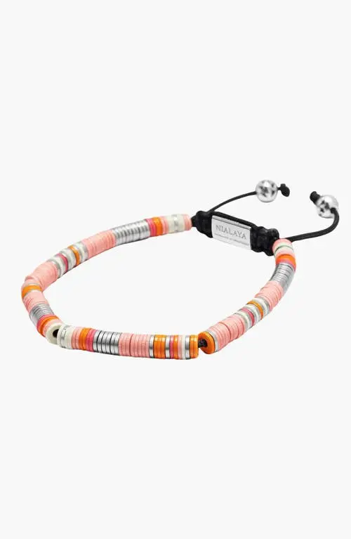 NIALAYA JEWELRY Disc Beaded Bracelet - Pink/silver